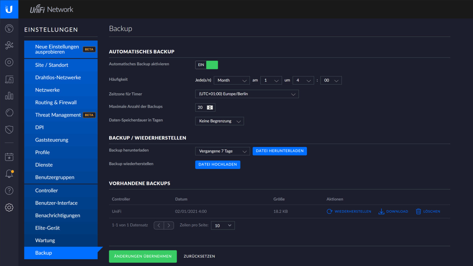 UniFi OS - Backup und Auto-Backup der Konfiguration | ittweak